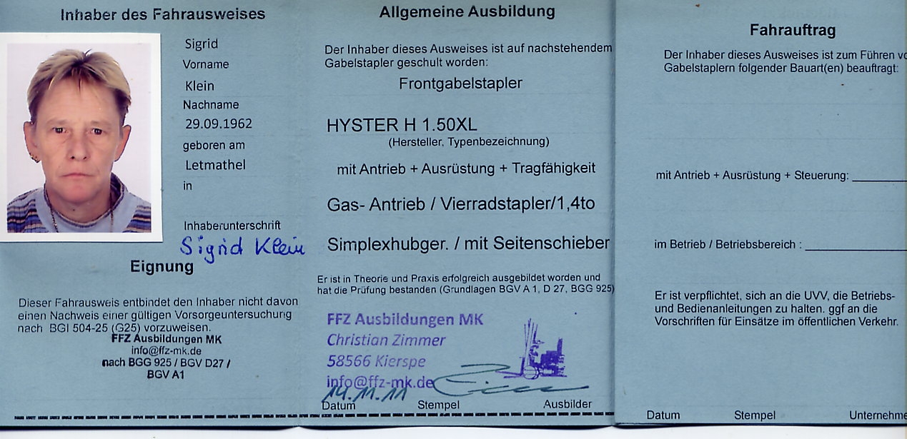 Staplerschein :: Info-Klein